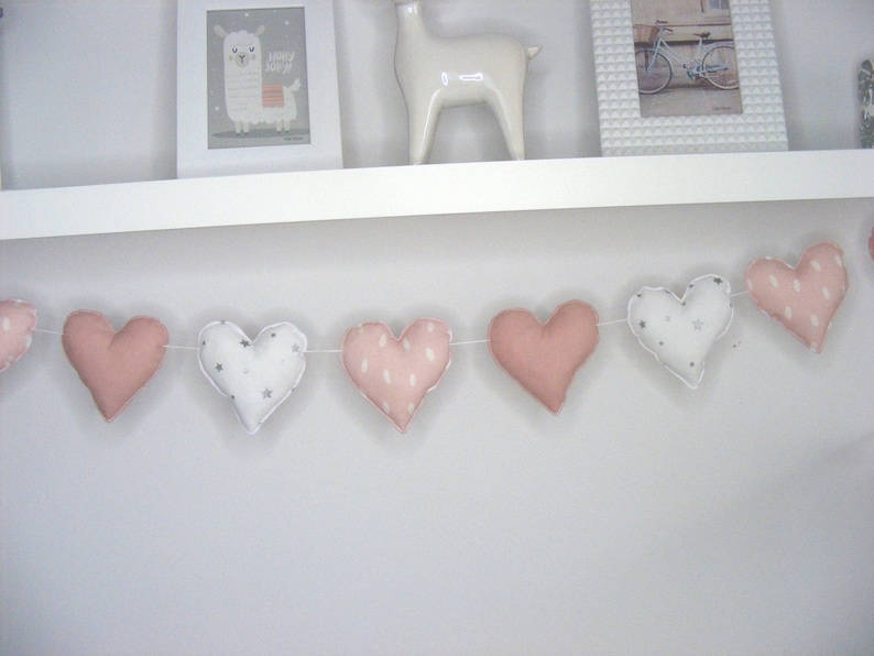 Powder Pink Heart Fabric Garland Nursery Decor Kids Room Decor - Etsy