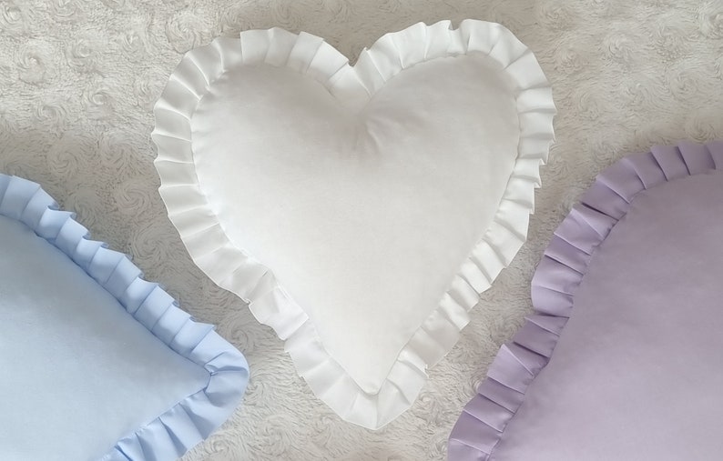 Heart Pillow With Frill Heart Throw Pillow Valentine Pillow - Etsy