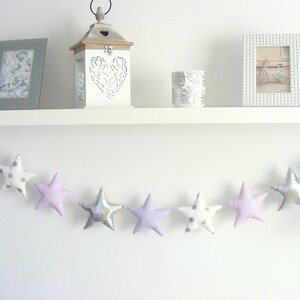 Silver and Lavender Star Garland Wall Hanging Lavender Garland Baby ...