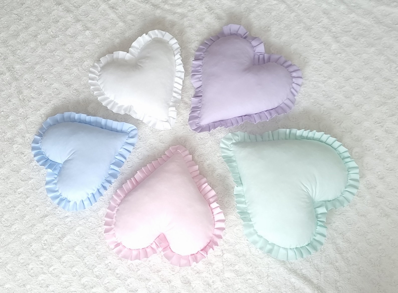 Heart Pillow With Frill Heart Throw Pillow Valentine Pillow - Etsy