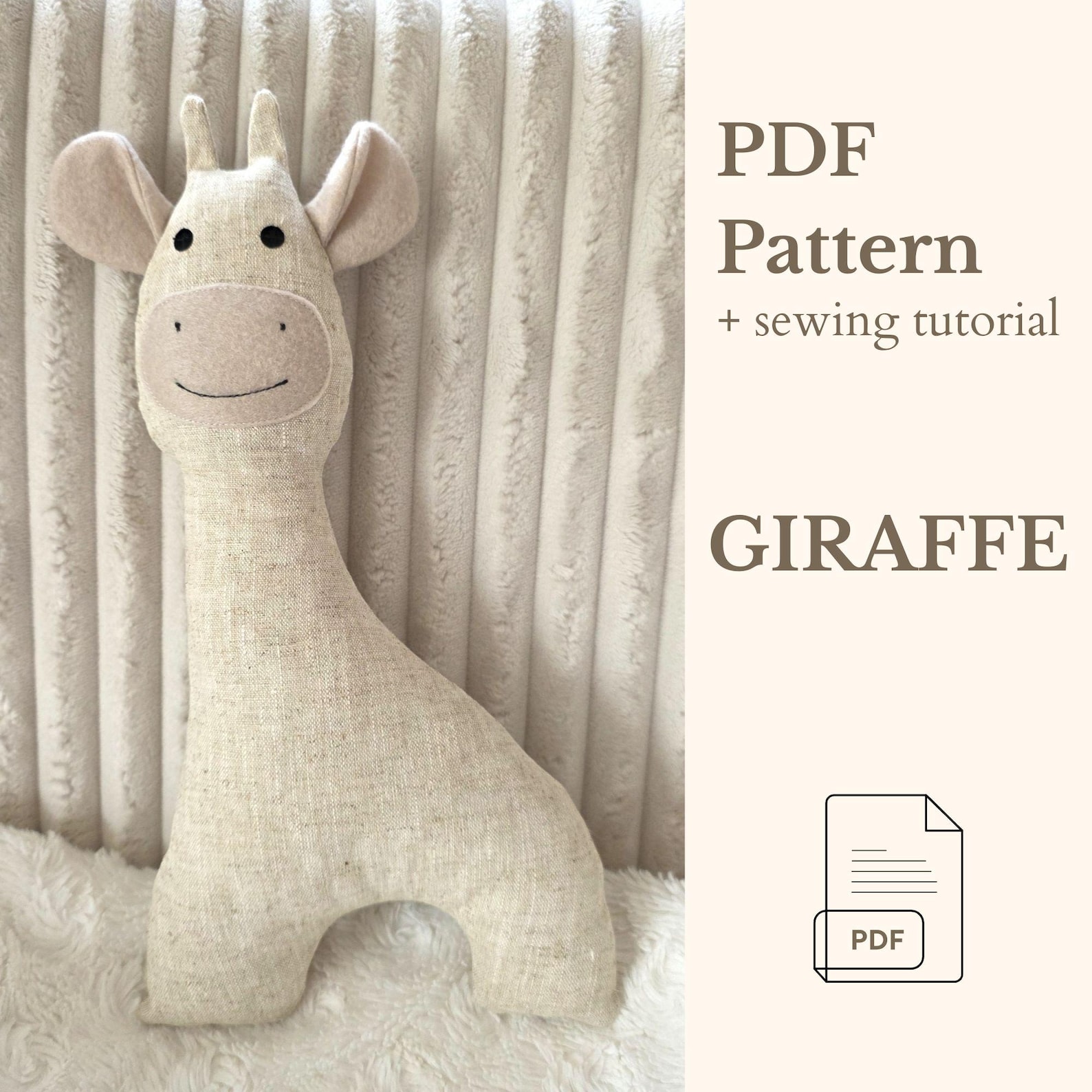 Giraffe Soft Toy Sewing Pattern | DIY Stuffed Animal PDF Tutorial ...