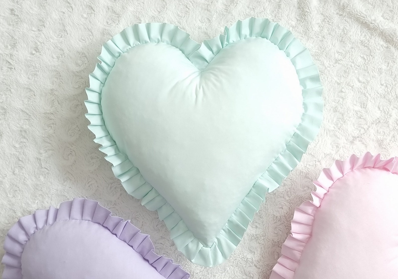Heart Pillow With Frill Heart Throw Pillow Valentine Pillow - Etsy