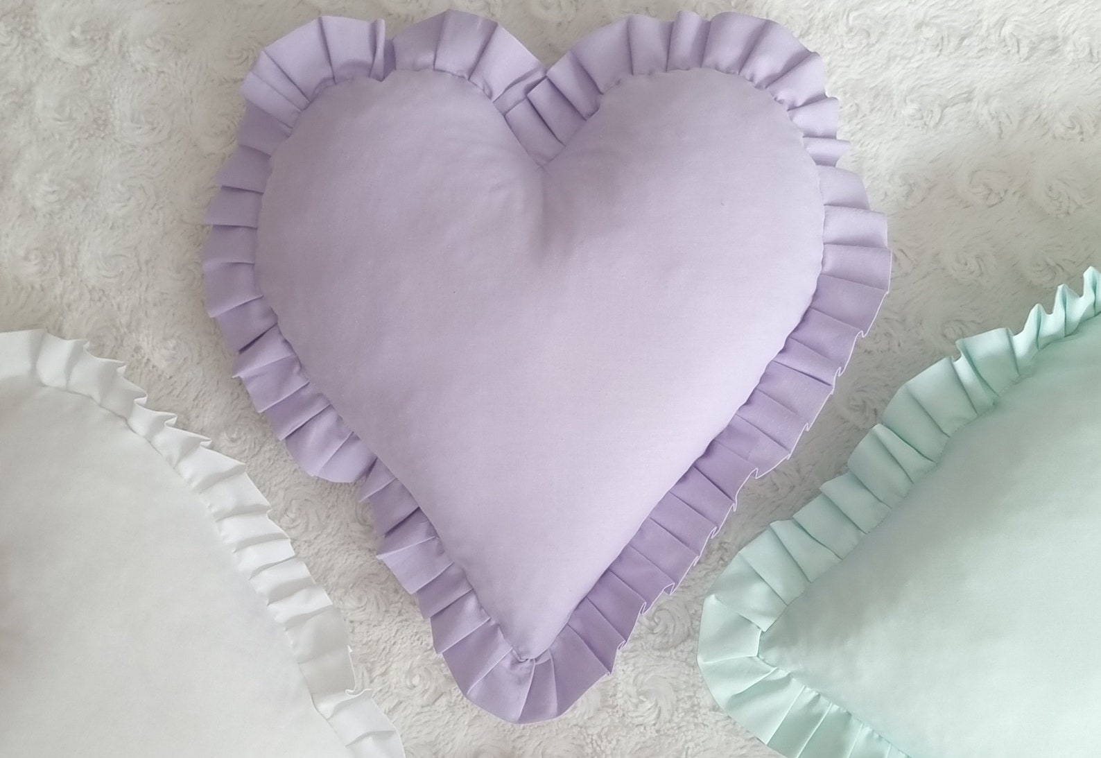 Heart Pillow With Frill Heart Throw Pillow Valentine Pillow - Etsy