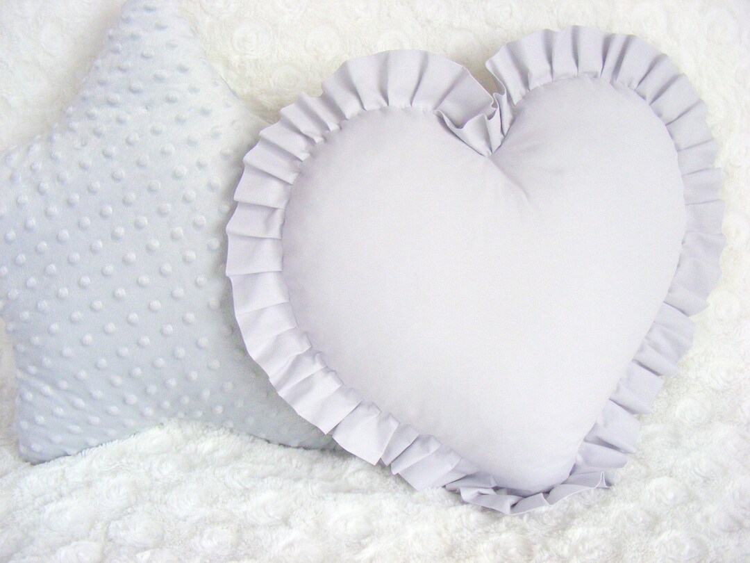 Pillow Heart With Frill , Gray Heart, Children's Pillows, Kids Room ...