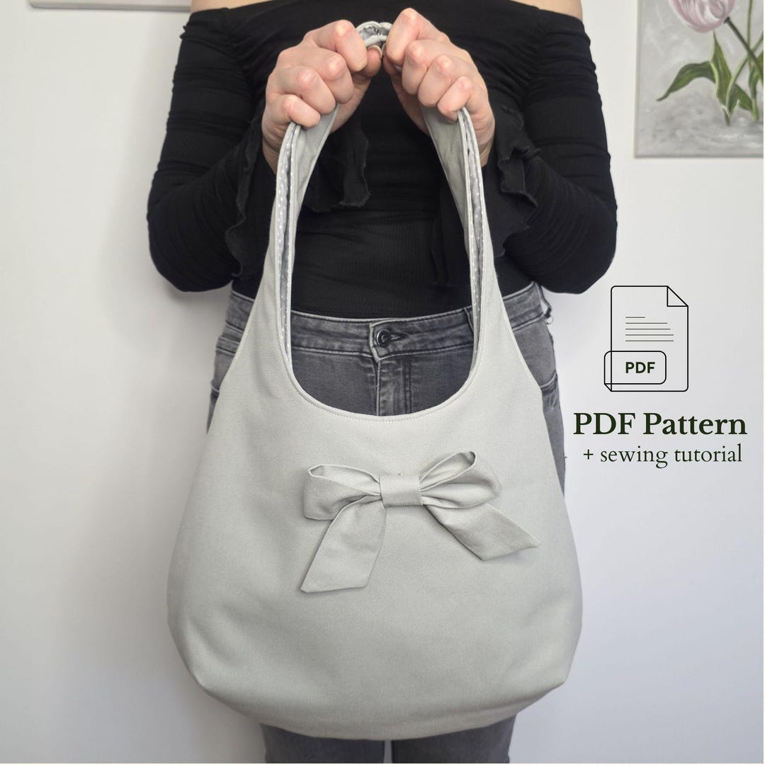 Slouchy Bow Bag Sewing Pattern, DIY Purse PDF, Easy Beginner Sewing ...