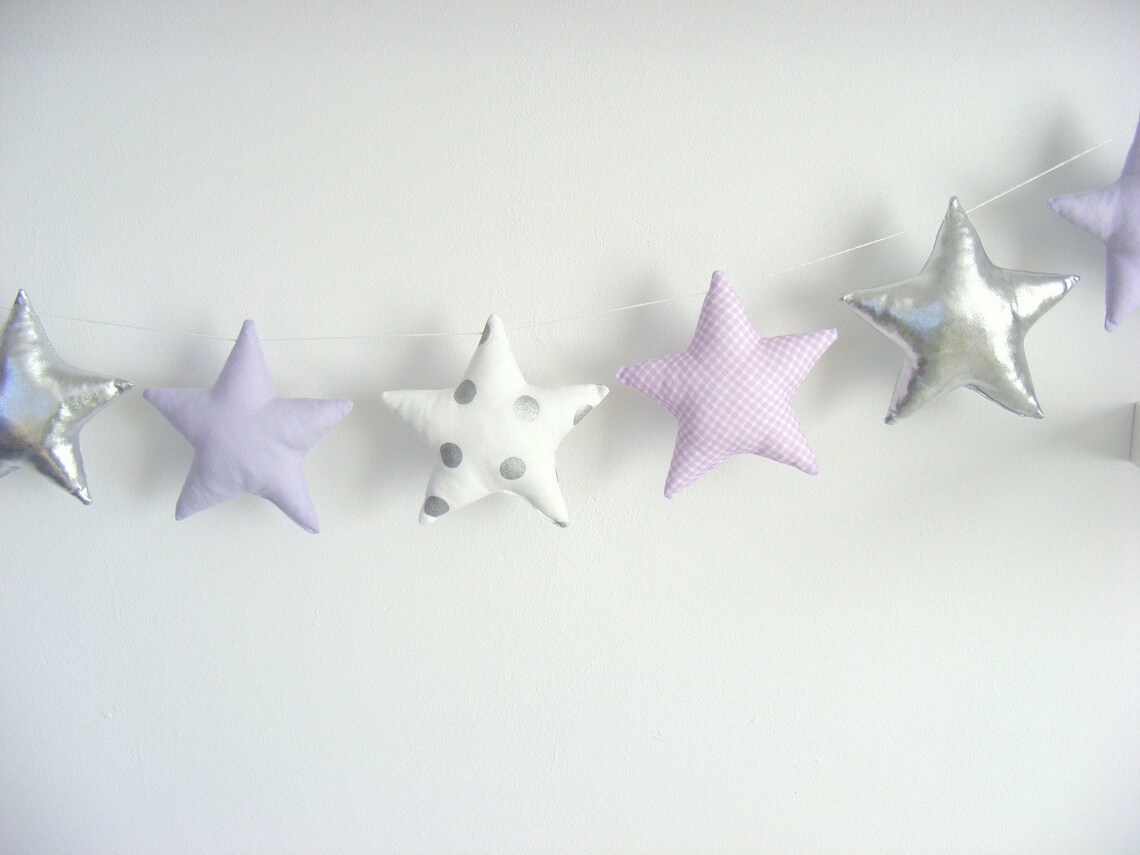 Silver and lavender Star Garland Wall Hanging Lavender | Etsy
