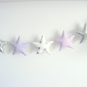 Silver and Lavender Star Garland Wall Hanging Lavender Garland Baby ...