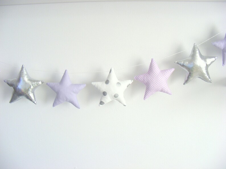 Silver and lavender Star Garland Wall Hanging Lavender | Etsy