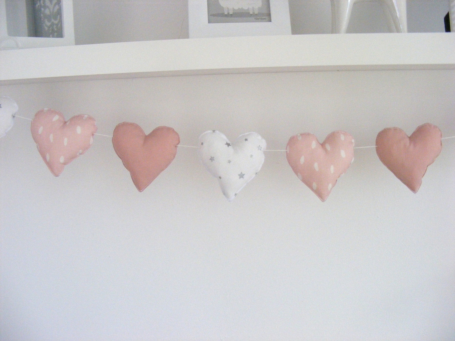 Powder Pink Heart Fabric Garland Nursery Decor Kids Room Decor - Etsy