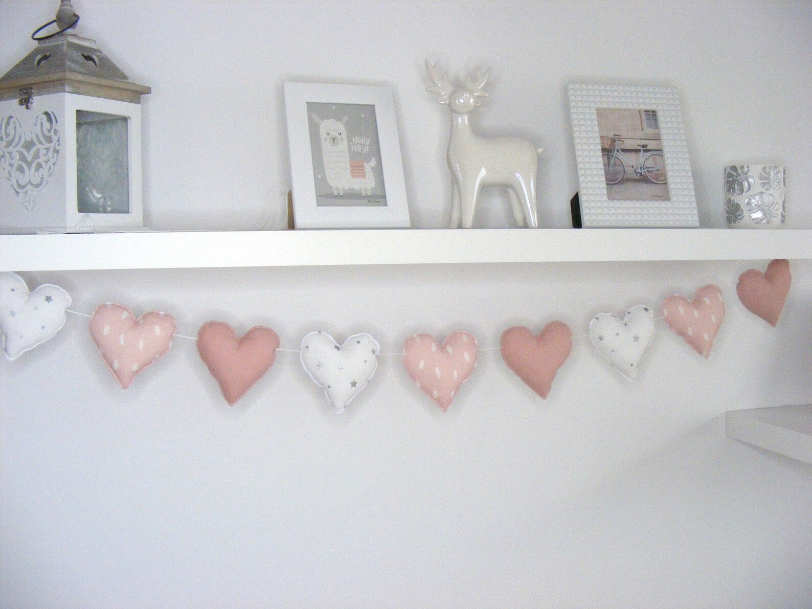 Powder Pink Heart Fabric Garland Nursery Decor Kids Room Decor - Etsy