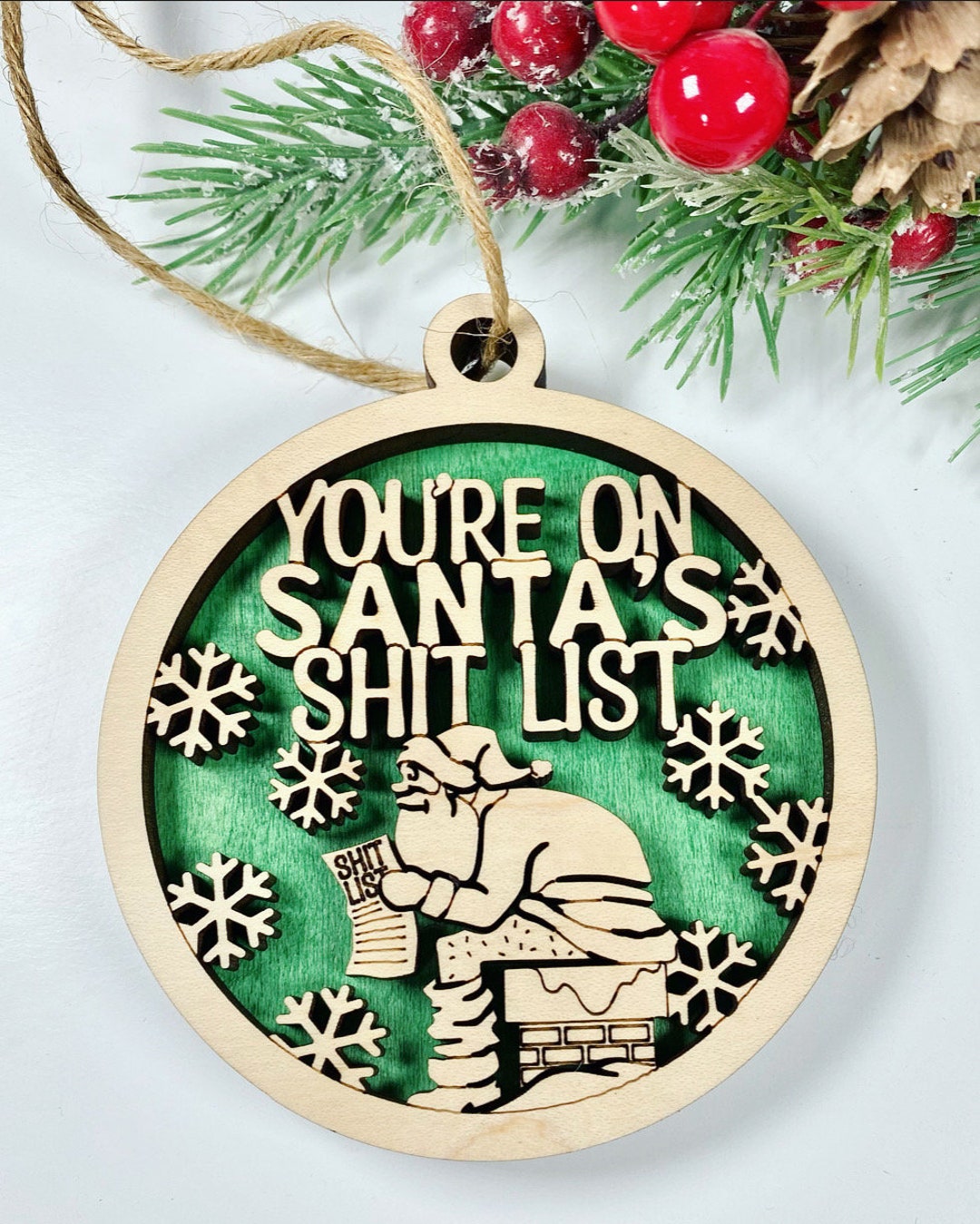 Hilarious Christmas Ornament - You’re on Santa’s Shit List - Funny ...