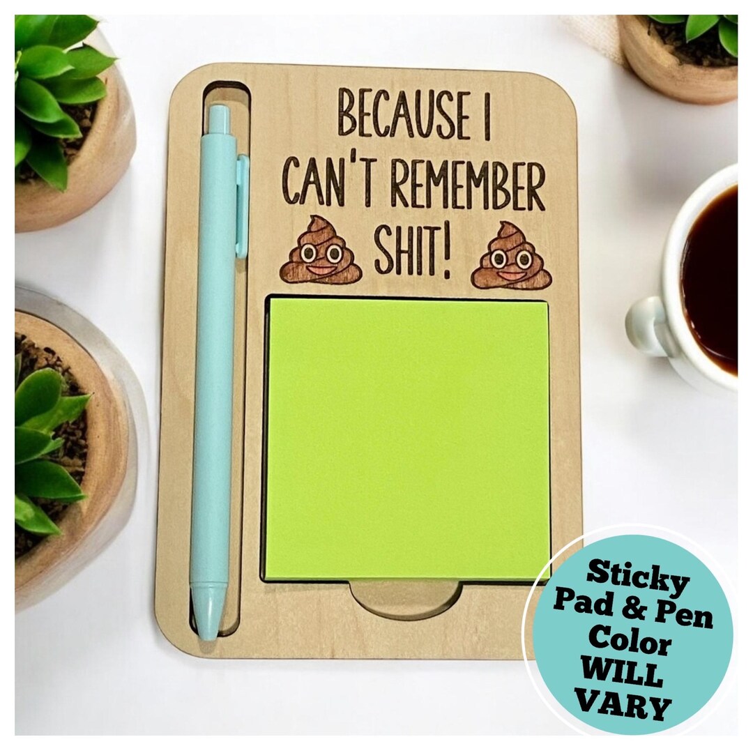 Funny Wooden Sticky Note Holder: Laser Engraved Desk Organizer - Etsy