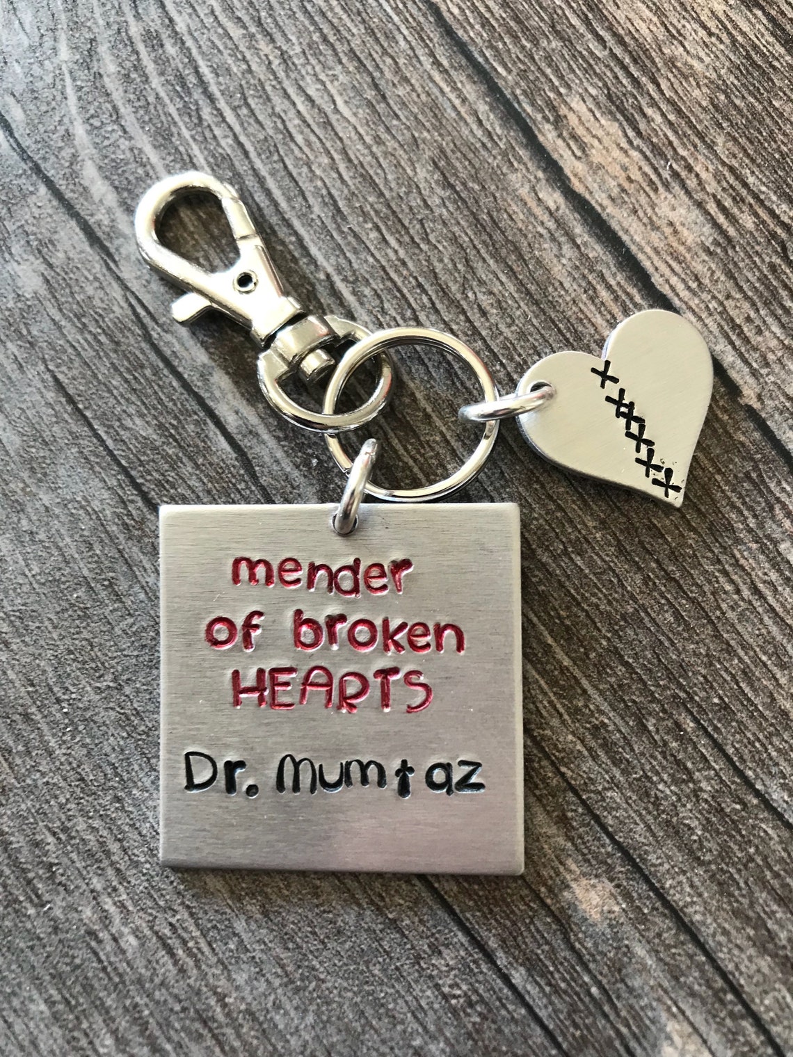 Customized Doctor Keychain Heart Doctor Stamped - Etsy