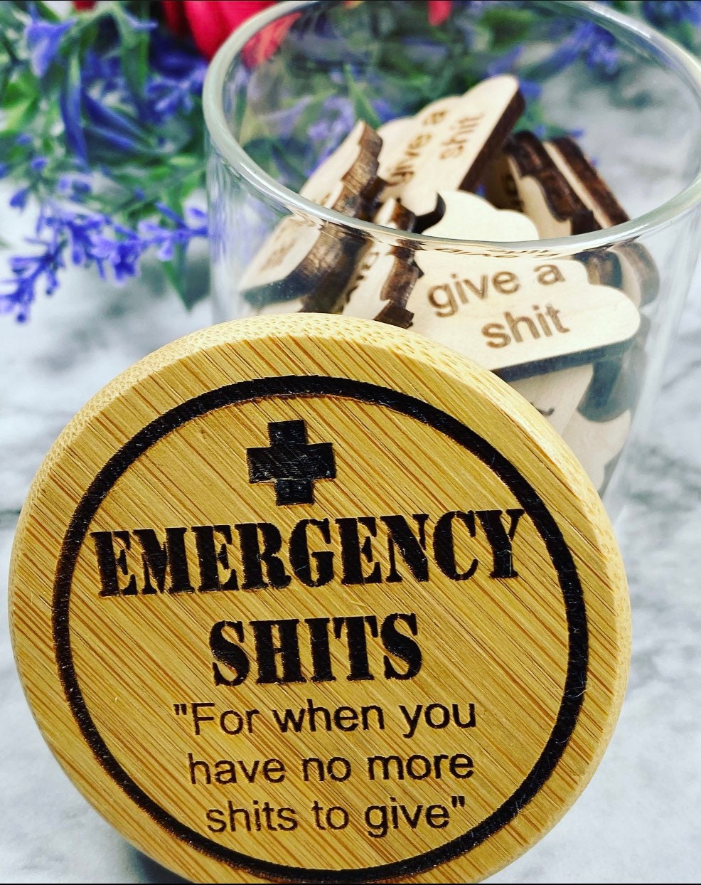 Gag Gift - Emergency Shits jar- Funny Give a Shit jar