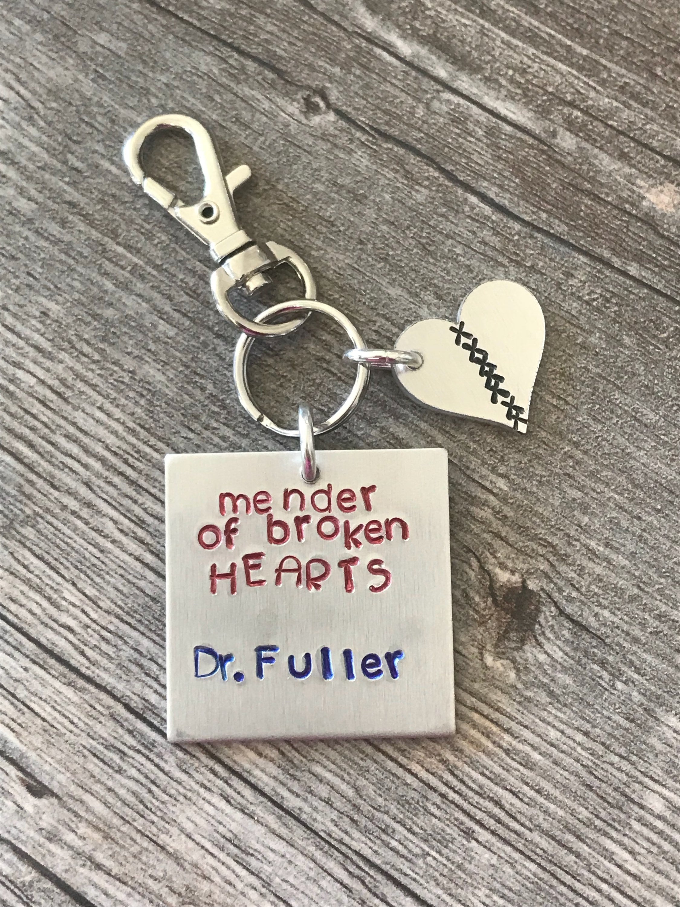 Customized Doctor Keychain Heart Doctor Stamped - Etsy