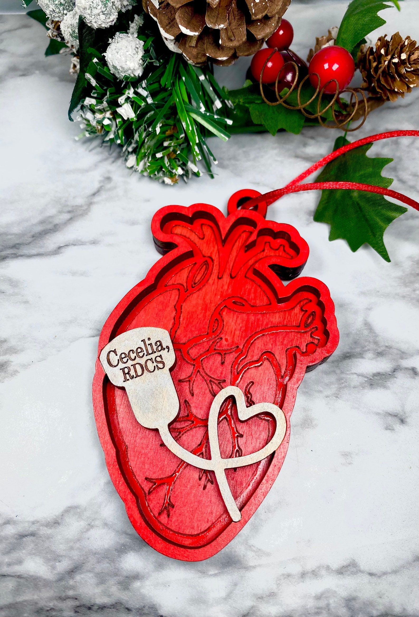 Echo Tech - Cardiac Sonographer - Anatomical Heart Christmas Ornaments ...