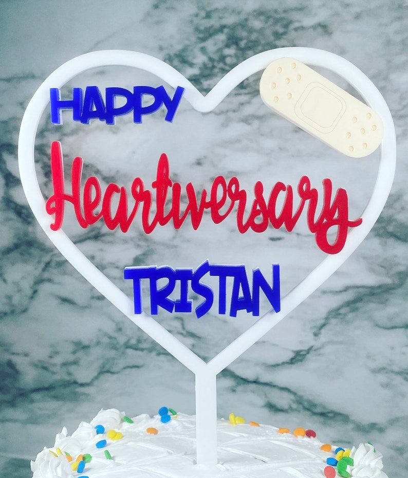 Personalized Heartiversary Cake Topper - Heart Warrior - Open Heart ...