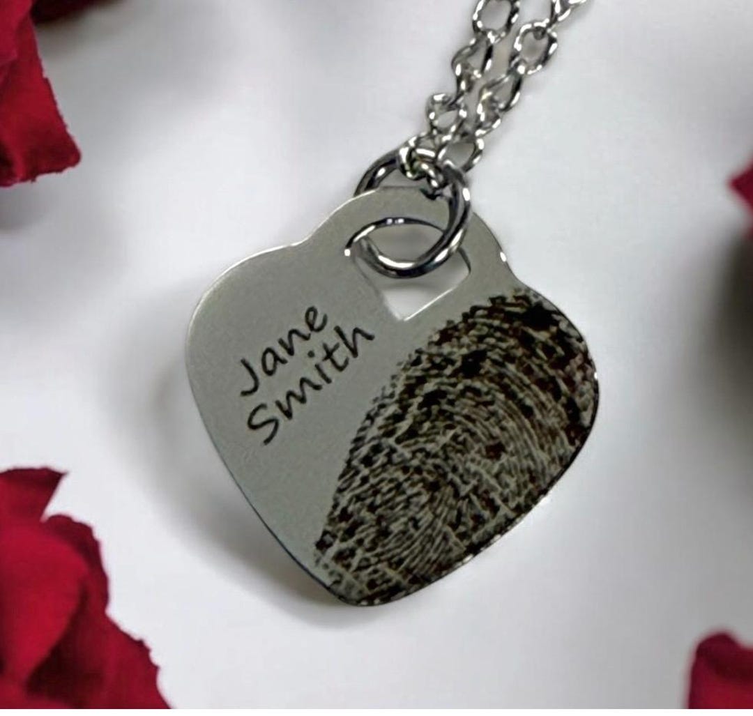 Fingerprint Heart Necklace - Memorial Necklace - Memorial Gift - Fingerprint - Custom ...