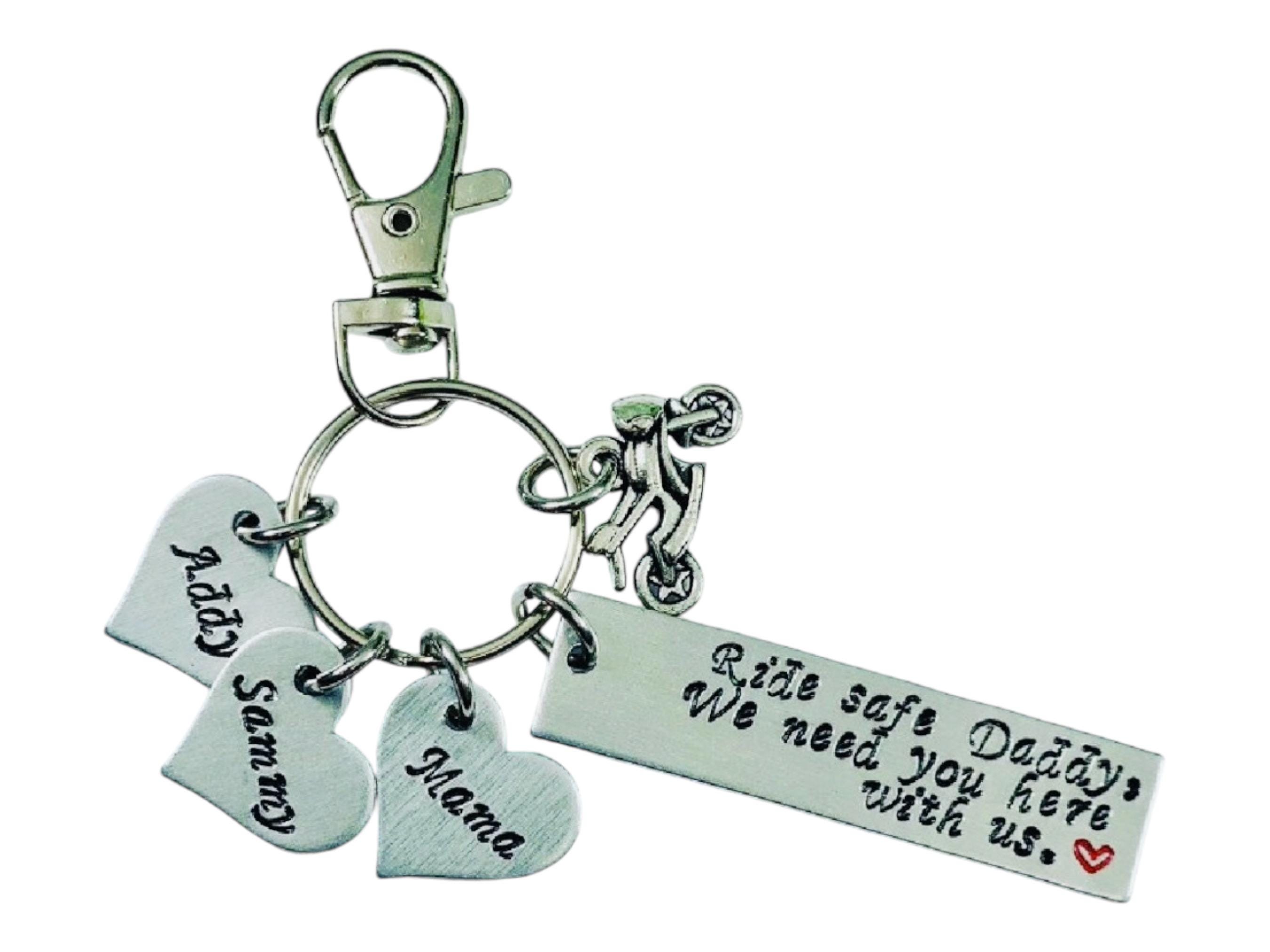 Hand Stamped Motorcycle Keychain: Personalized Kids Names, Ride Safe ...