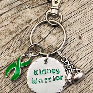 Kidney Warrior - Green Awareness Ribbon - Kidney Disease - Necklace or ...