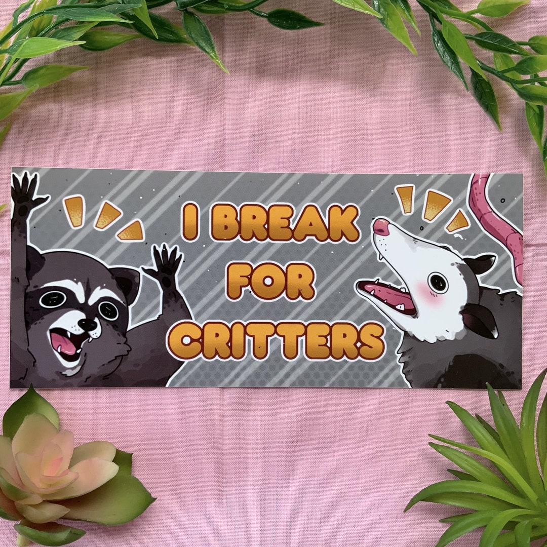 I Break for Critters Bumper Sticker | Possum and Racoon Car Sticker - Etsy