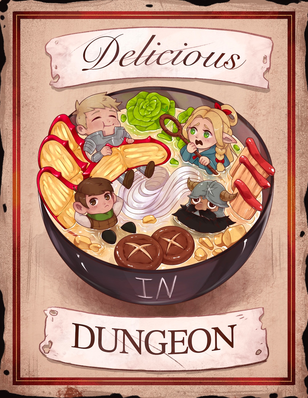 Dungeon Meshi Hotpot Ramen Illustration/art Print - Etsy