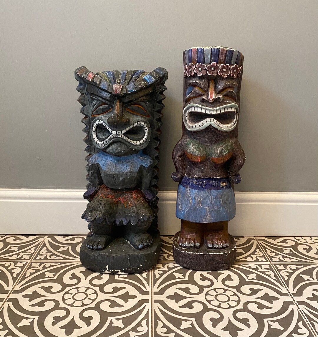 Large Tiki, Hawaiian, Polynesian, Statues. Plaster Statues, Vintage ...