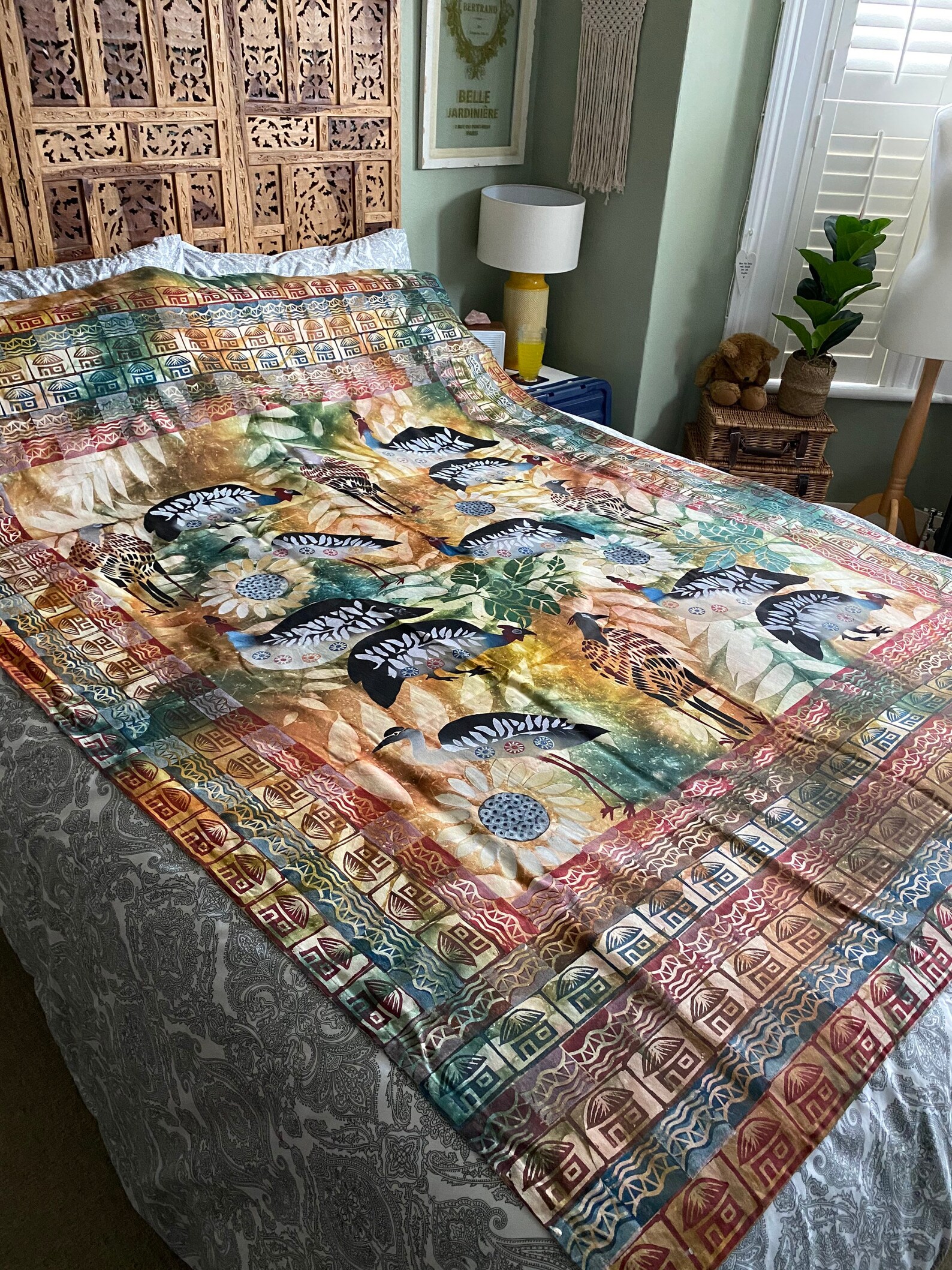 African Hand Stamped Batik Wall Hanging Bedspread Door | Etsy UK