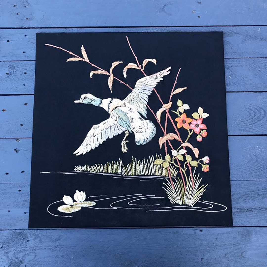 Silk Duck Embroidery Picture. - Etsy UK