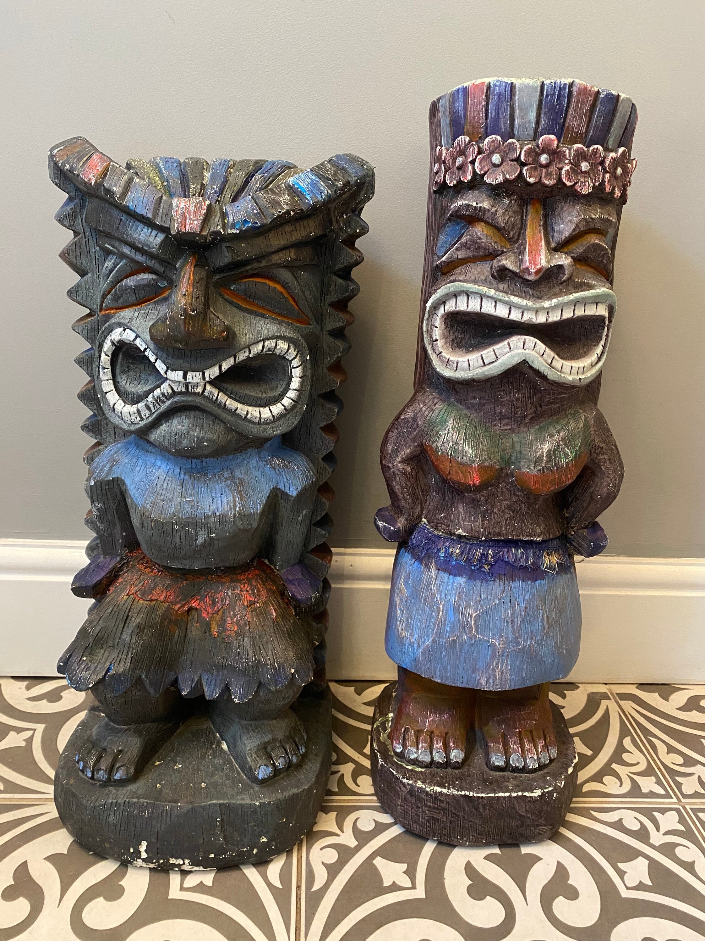 Large Tiki Hawaiian Polynesian statues. Plaster statues - Etsy.de