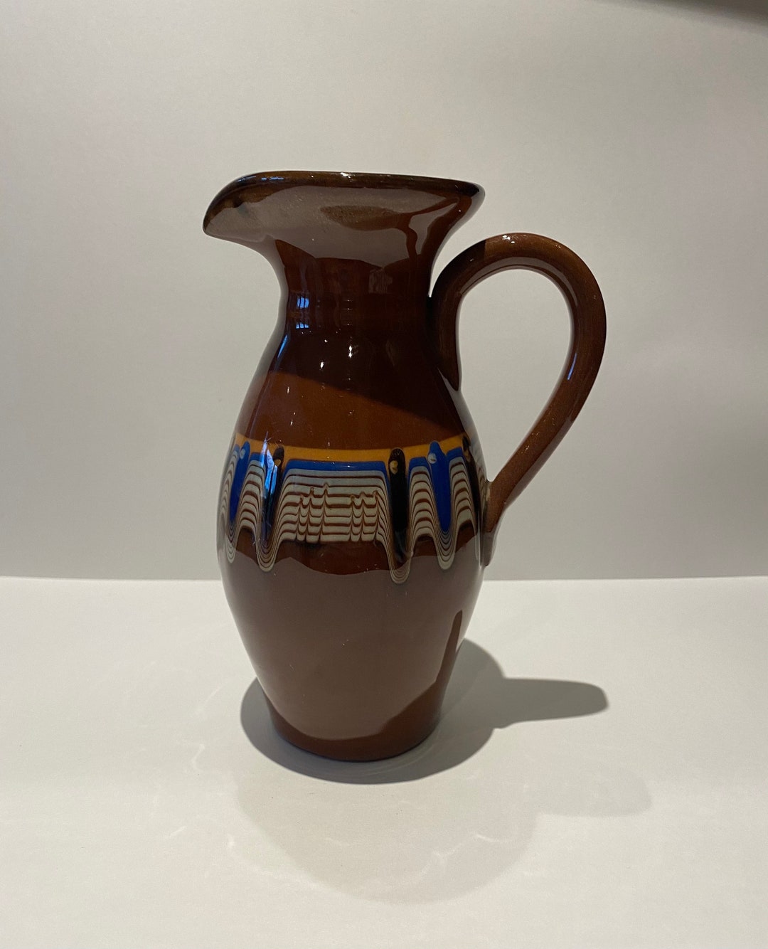 Troyan Jug Vase, Bulgarian Hand Thrown Pottery Redware Slipware, Rustic ...