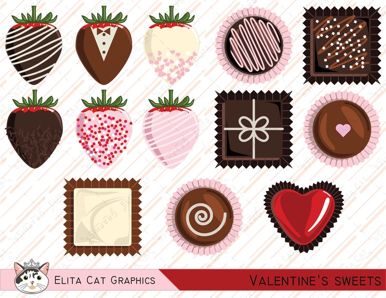 Valentine's Sweets Chocolate Clip Art - Etsy