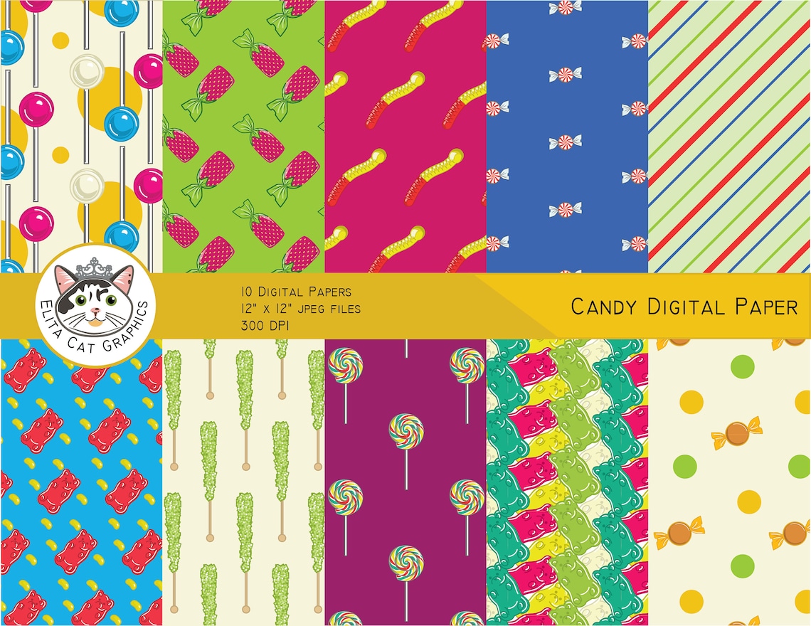 Candy Digital Paper - Etsy