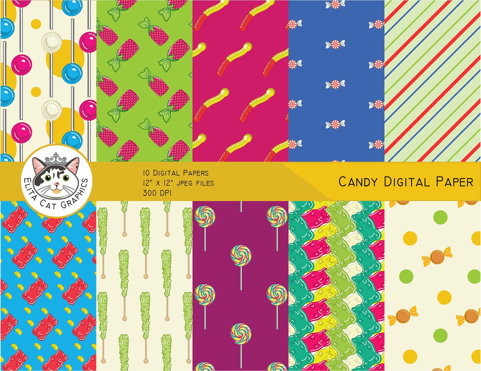 Candy Digital Paper - Etsy