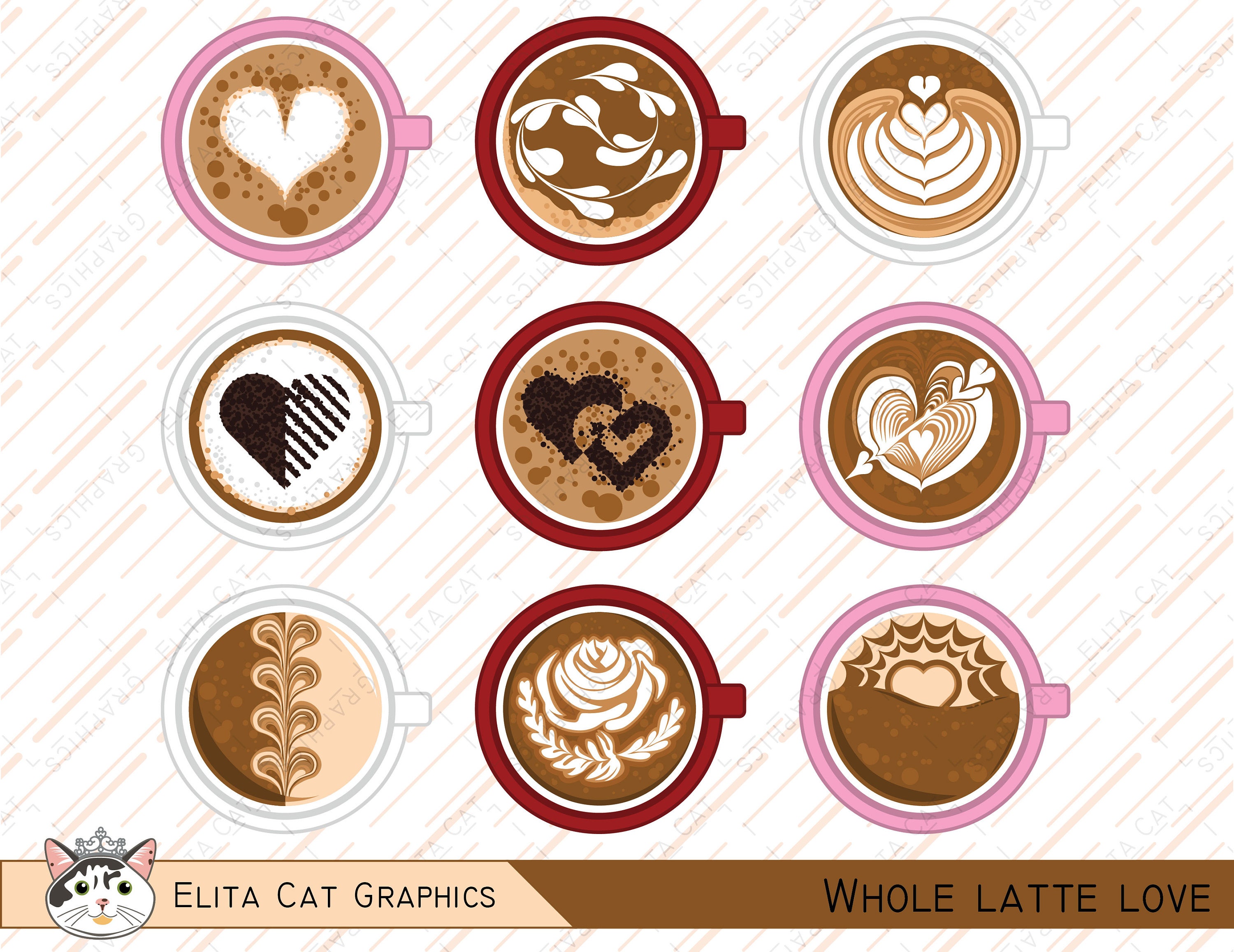 A Whole Latte Love - Coffee Clip Art - Vector Art - Etsy