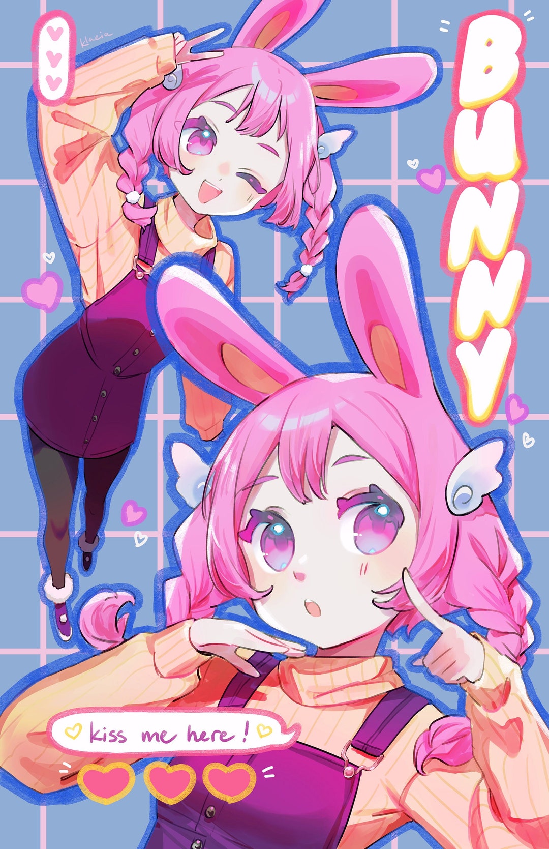 Original Pink Bunny Girl 11x17 Poster - Etsy