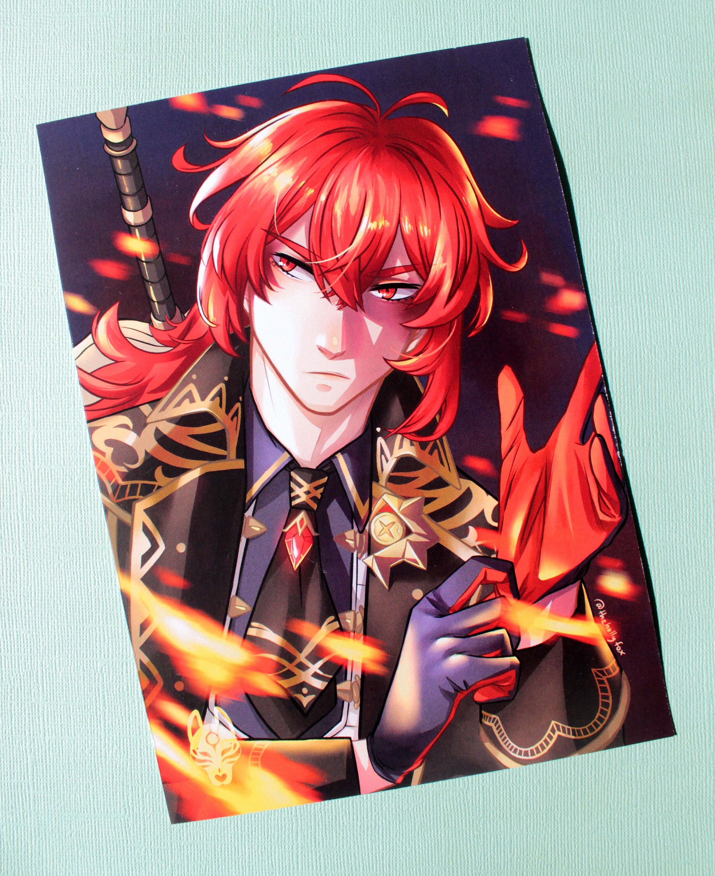 Digital Prints Prints Genshin Impact Diluc A5 Character Portrait Print ...