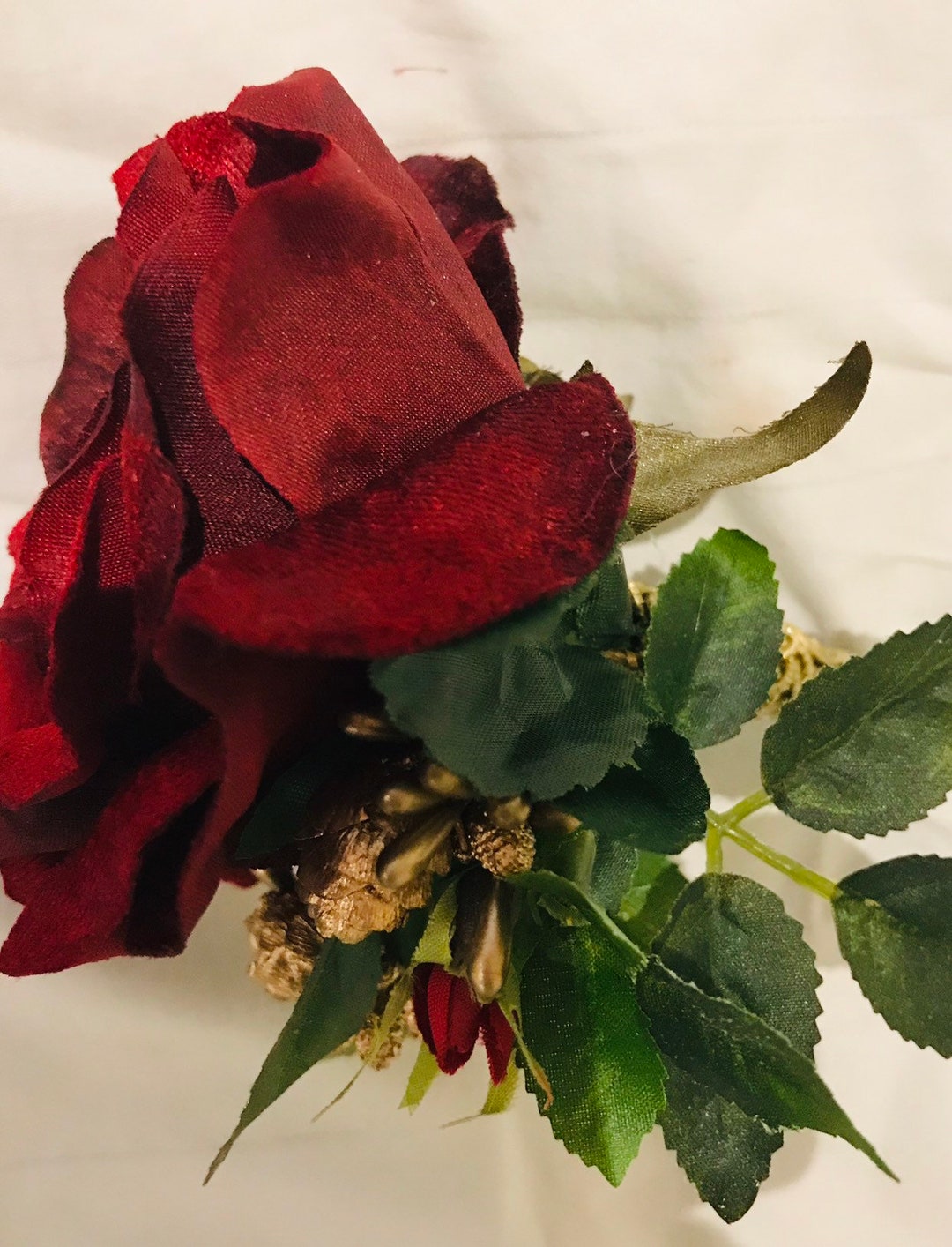 Red Rose Corsage With Gold Accessories - Etsy