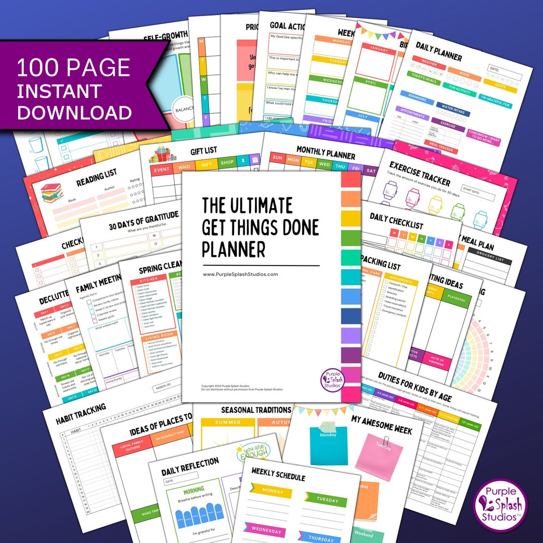 The Ultimate Get Things Done Planner 100p Printable: Calendars, To-do ...