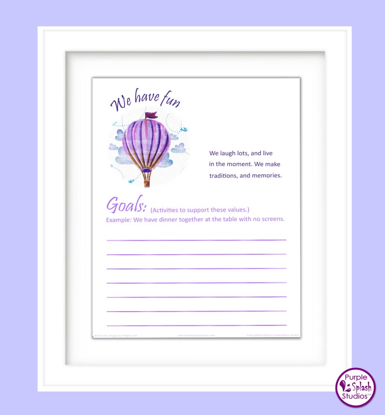 Family Values Poster & 9 Goal Worksheets to Bring Your Family Closer ...