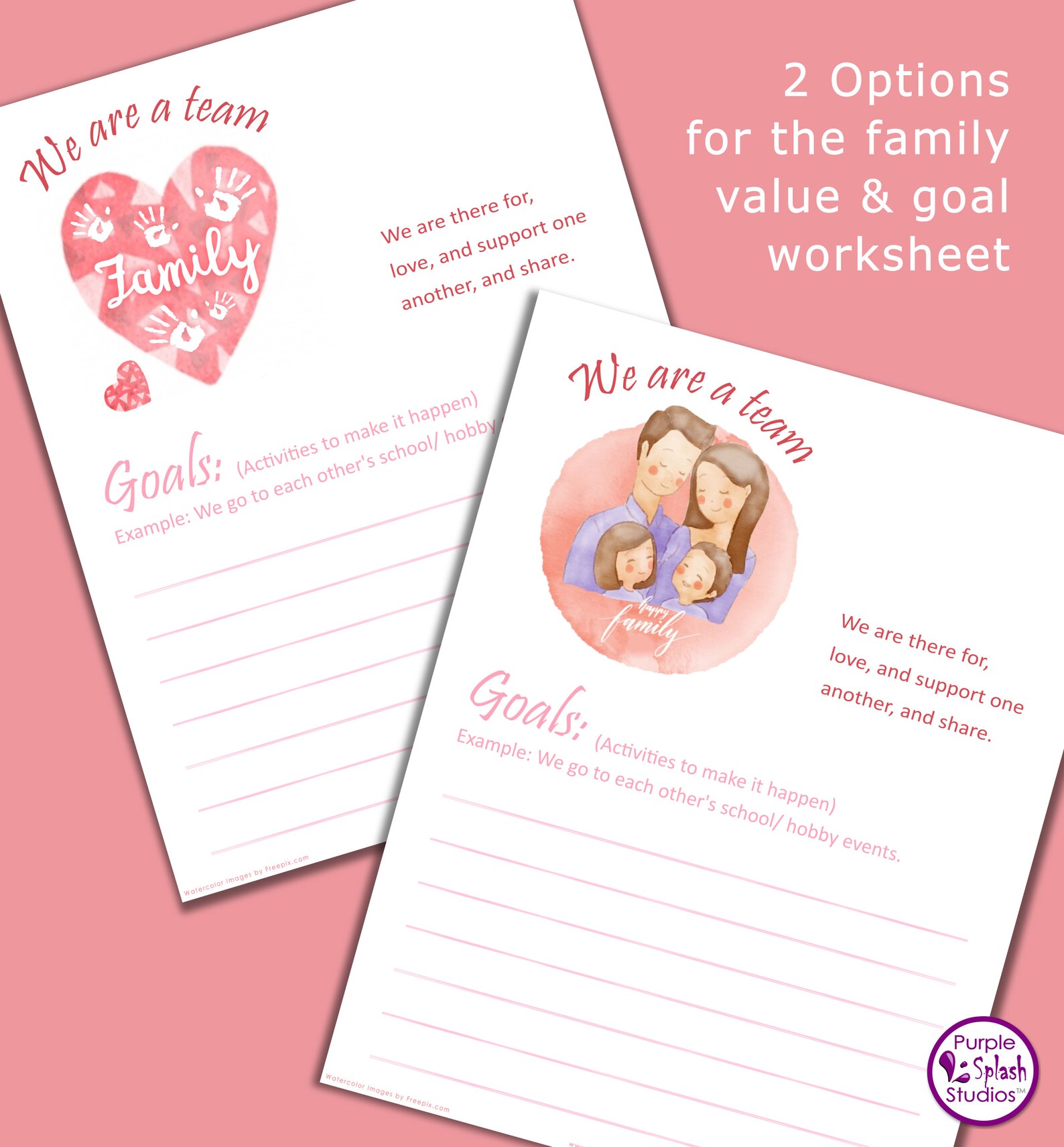 Family Values Poster & 9 Goal Worksheets to Bring Your Family Closer ...