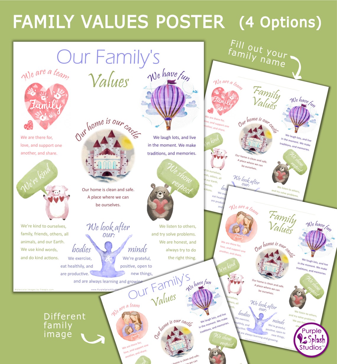 Family Values Poster & 9 Goal Worksheets to Bring Your Family Closer ...