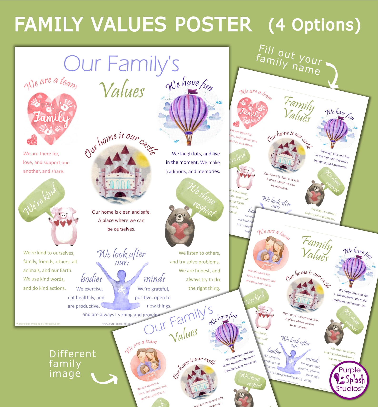 Family Values Poster & 9 Goal Worksheets to Bring Your Family Closer ...