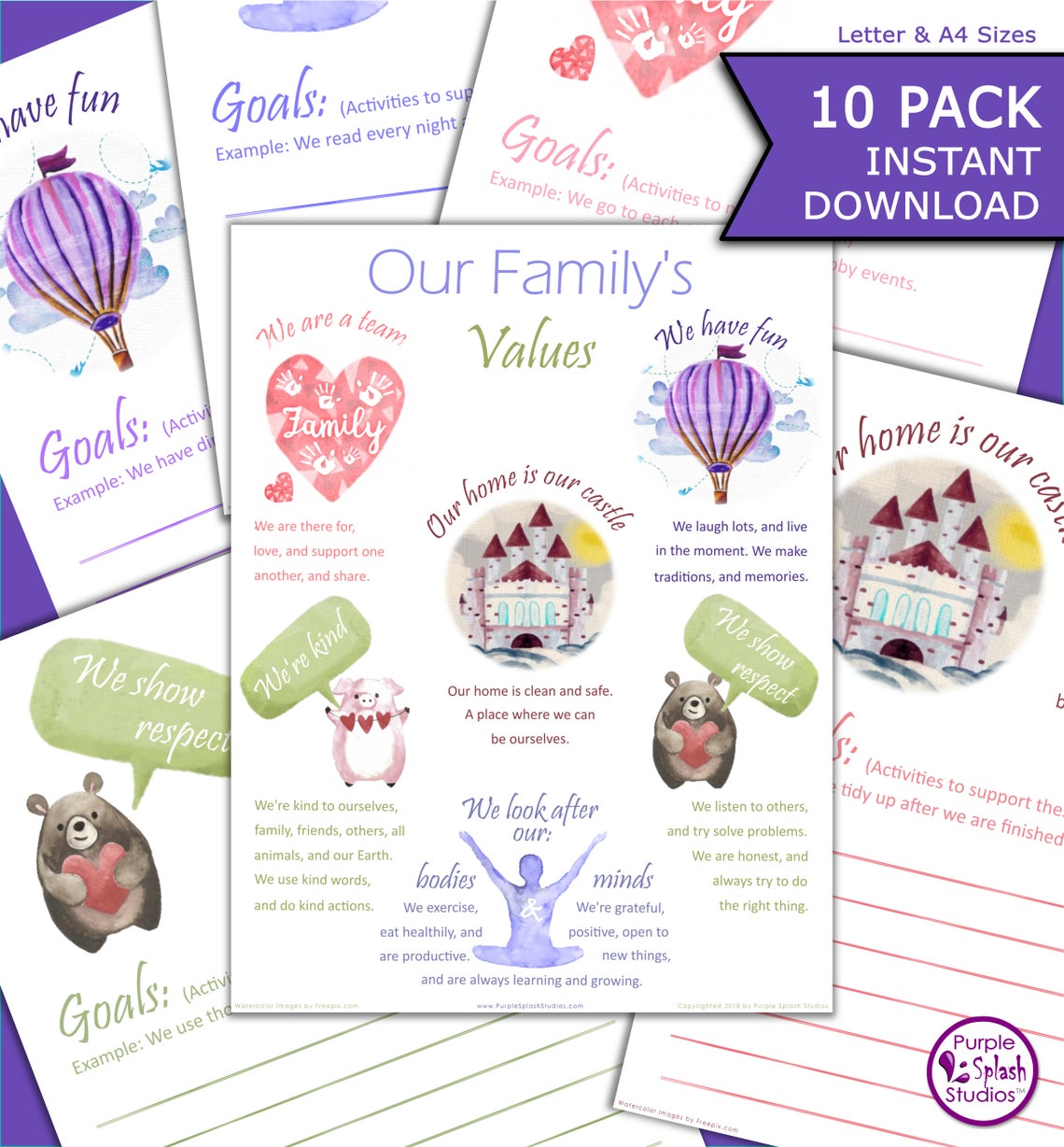Family Values Poster & 9 Goal Worksheets to Bring Your Family Closer ...