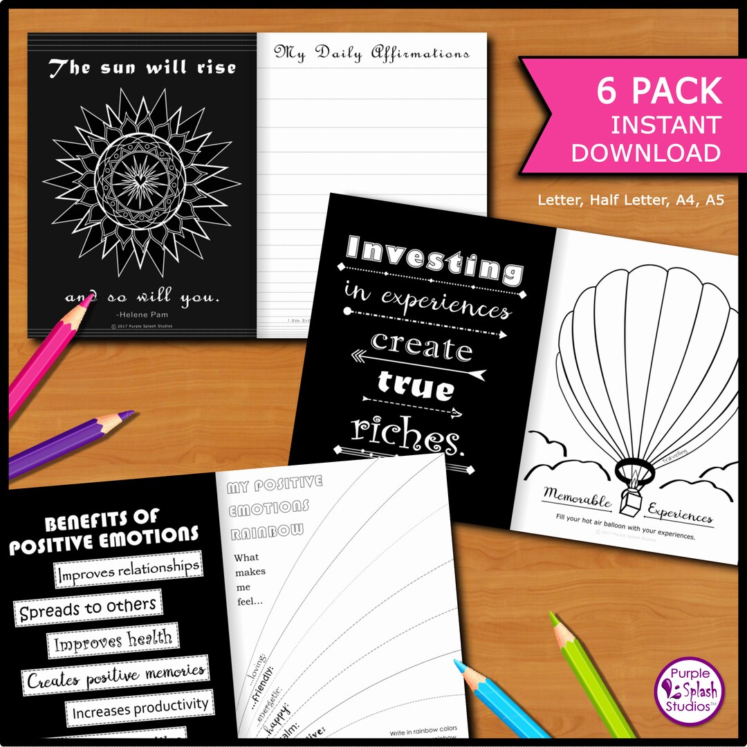 Self-discovery Printable Journal 6 Pack With Creative Activities ...