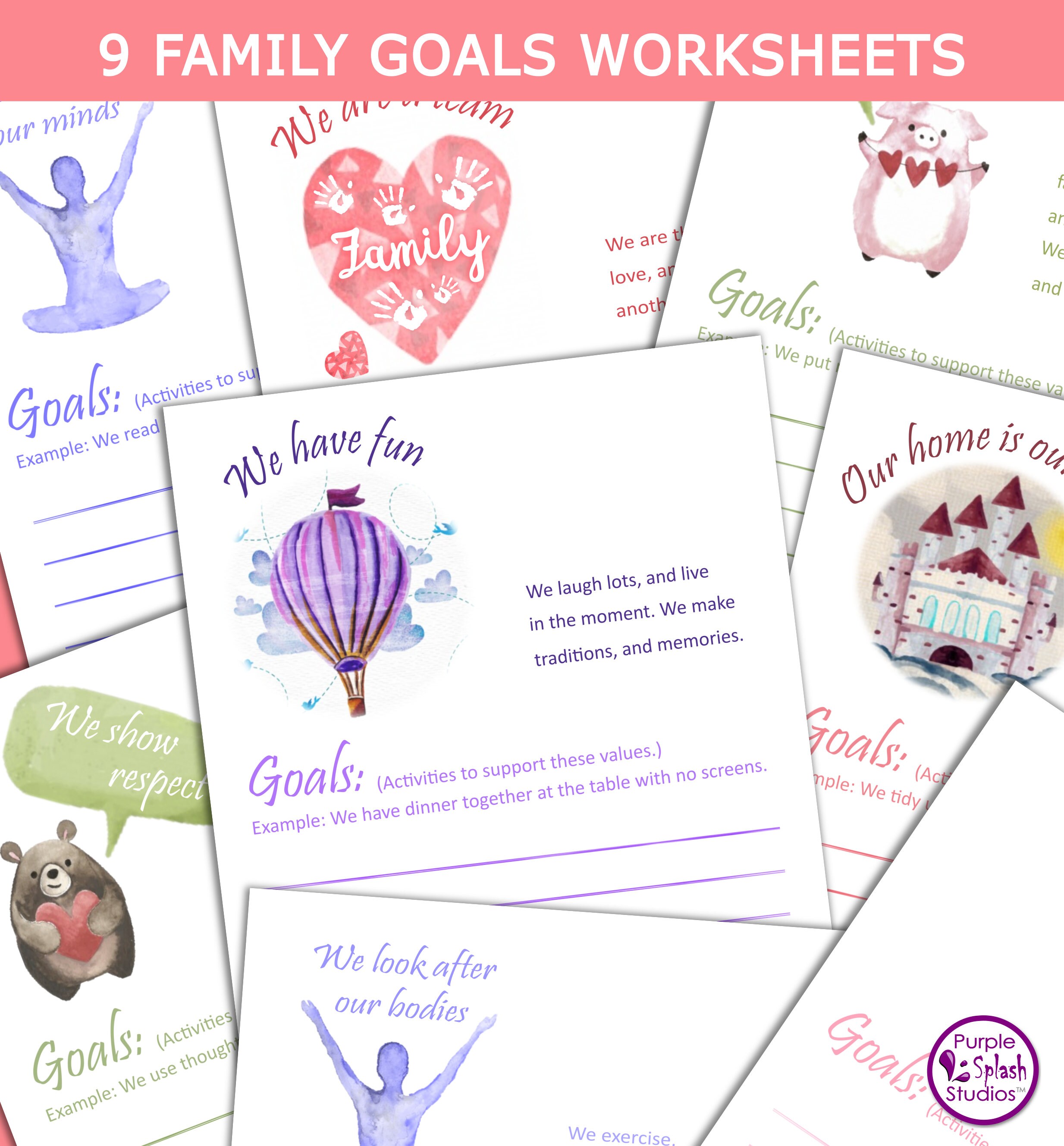 Family Values Poster & 9 Goal Worksheets to Bring Your Family Closer ...