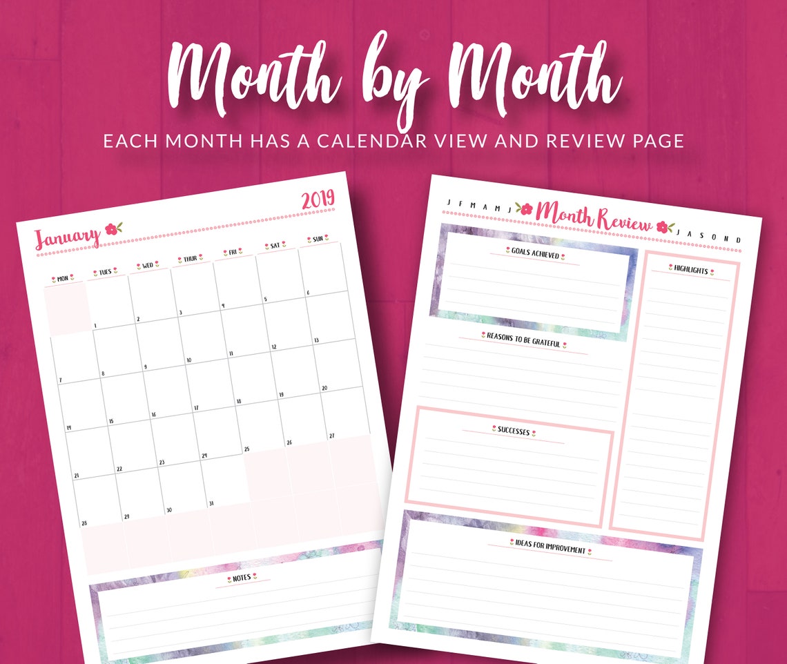 2019 Monthly Planner Printable, Weekly Planner Printable, Daily Planner ...