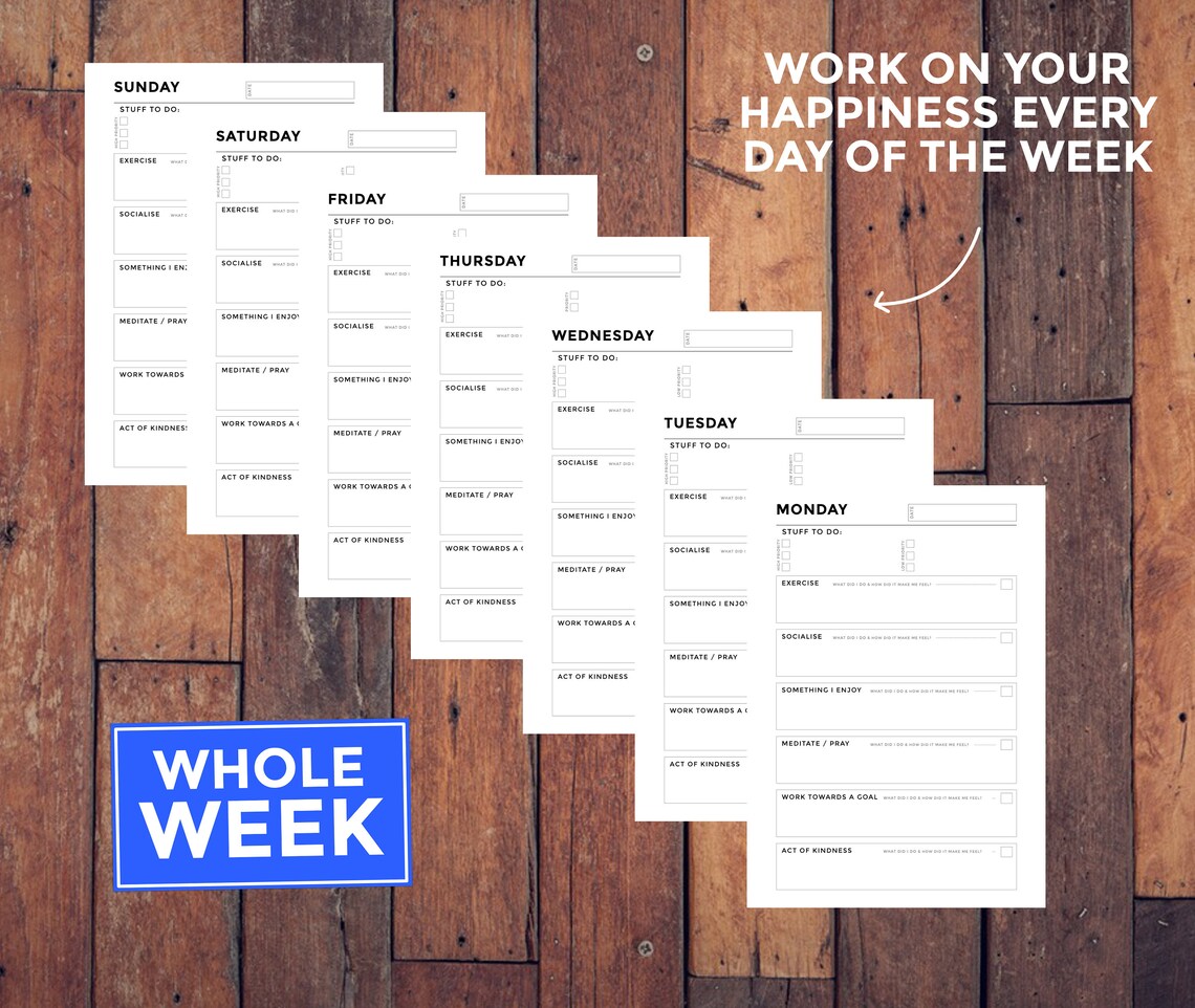 Printable Daily Happiness Journal - Etsy