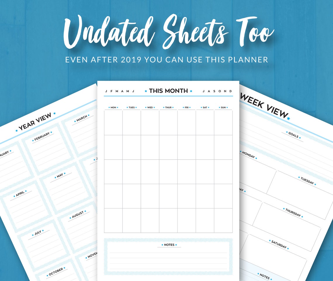2019 Monthly Planner Printable Weekly Planner Printable | Etsy