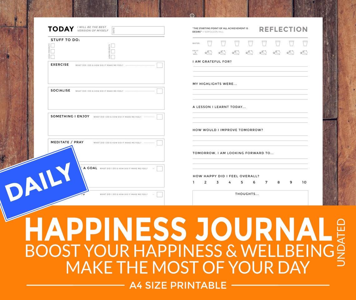 Printable Daily Happiness Journal - Etsy